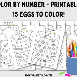 Easter Egg Color by Number Printables, Spring Worksheets for Kids - Etsy