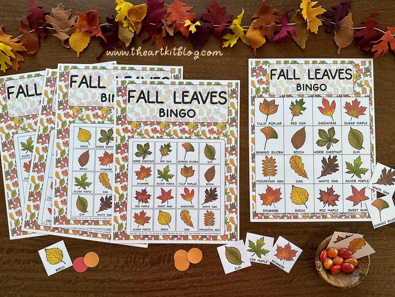 Fall Leaves Bingo, Bingo Game Printable, Fall Printables, Autumn ...