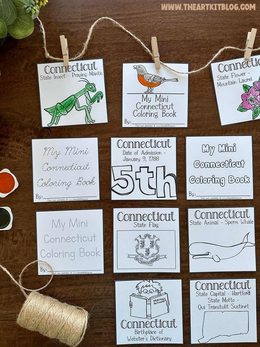 Mini CONNECTICUT Coloring Pages, 50 States Coloring Page, USA ...