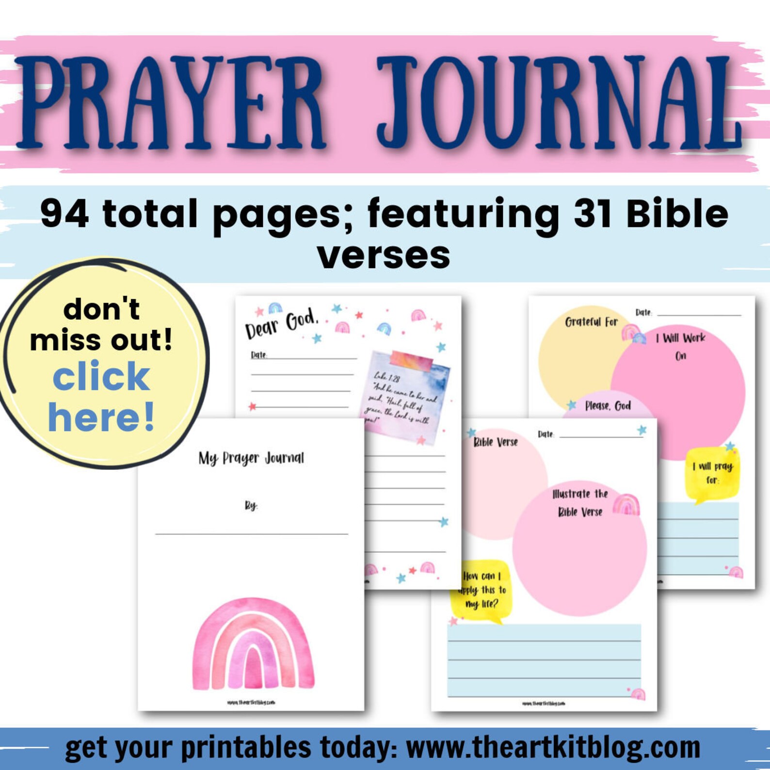 Prayer Journal Printable for Kids Girls // Christian Devotional // God ...