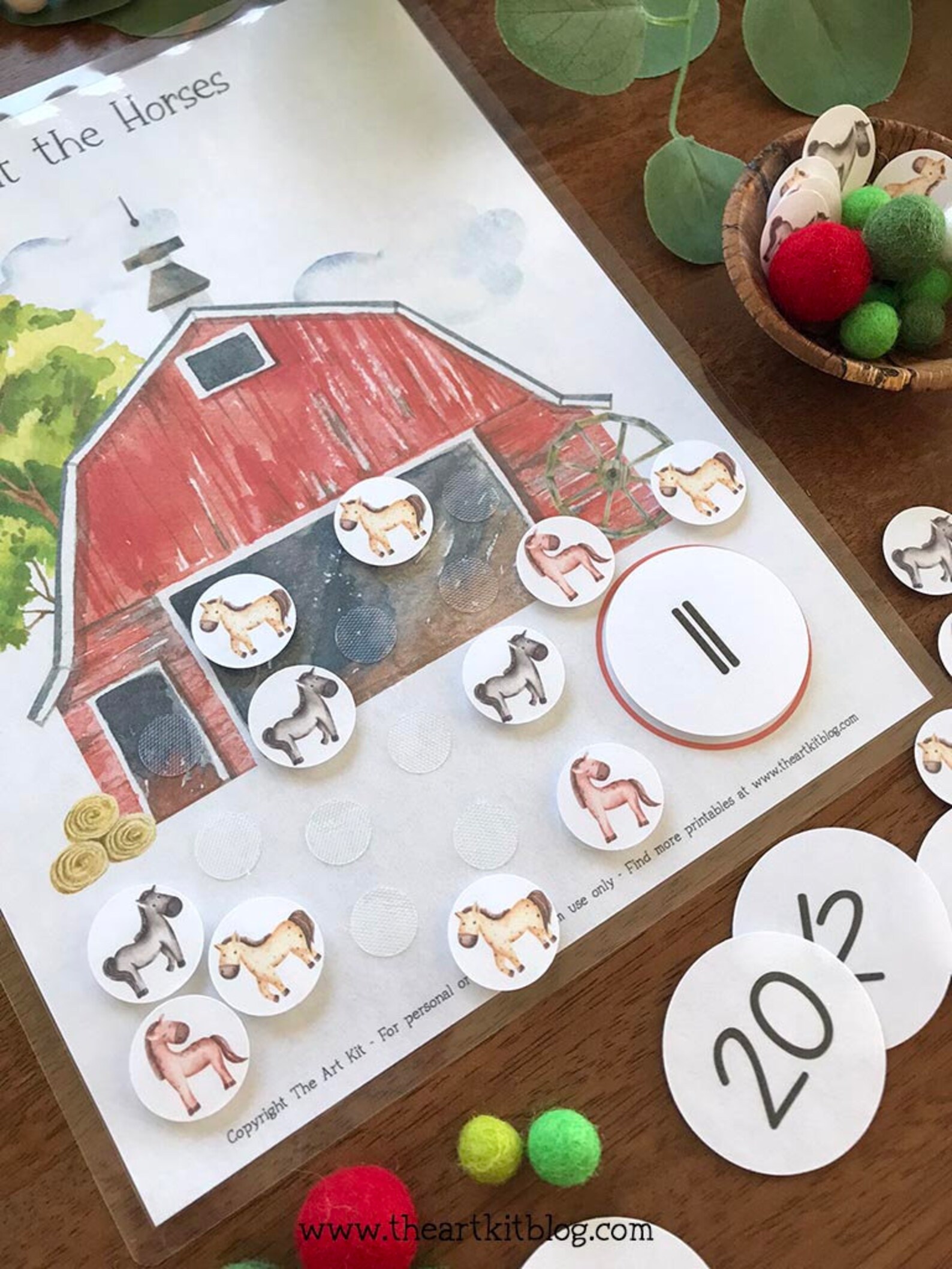 Count the Horses in the Barn Numbers Printable, Printable Activity for ...