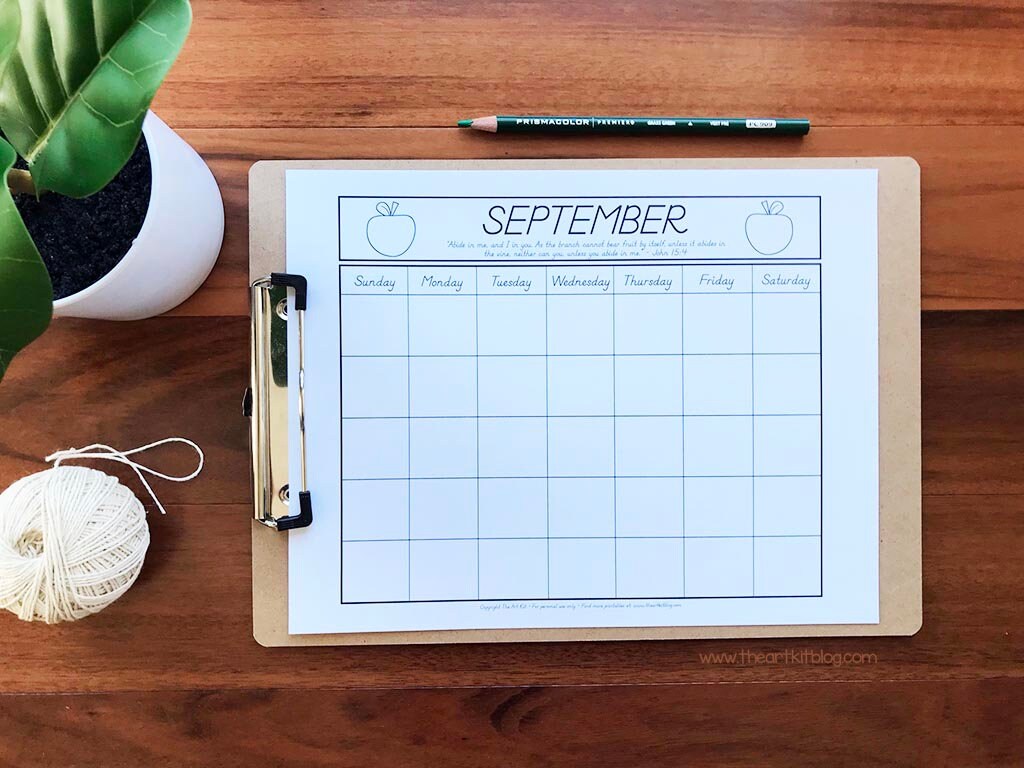 Blank Undated Monthly Calendar Printable, September, Organize ...