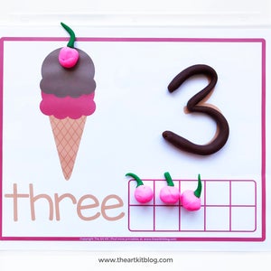 Pink Ice Cream Cone Playdough Mats Activity Mats for Number - Etsy