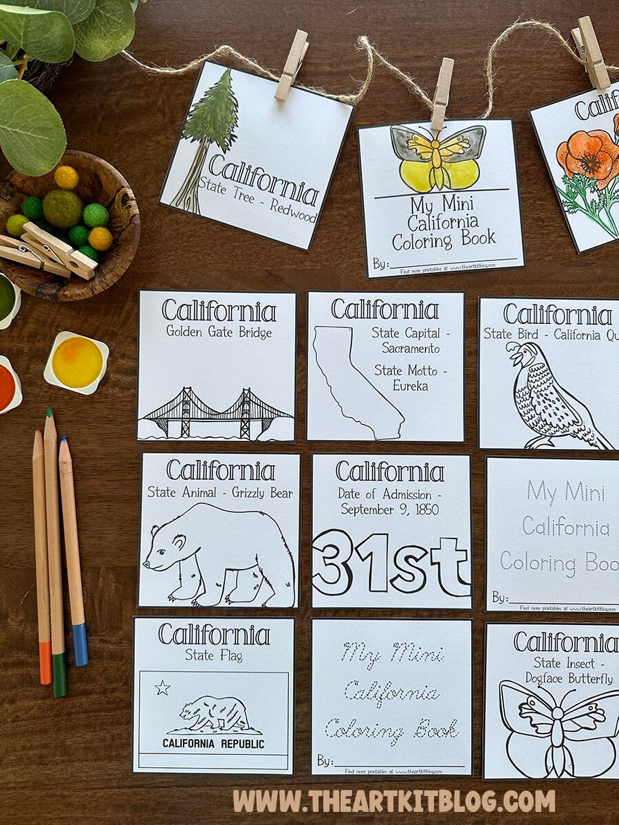 Mini CALIFORNIA Coloring Pages, 50 States Coloring Page, USA Homeschool ...