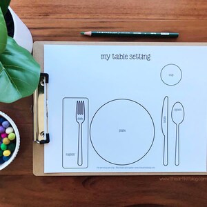 Table Setting Placemat Printables for Kids, Montessori Placemat ...