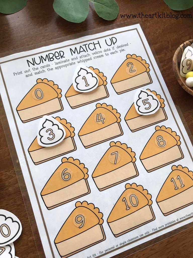 Pumpkin Pie and Whipped Cream Number Match Printable Busy - Etsy