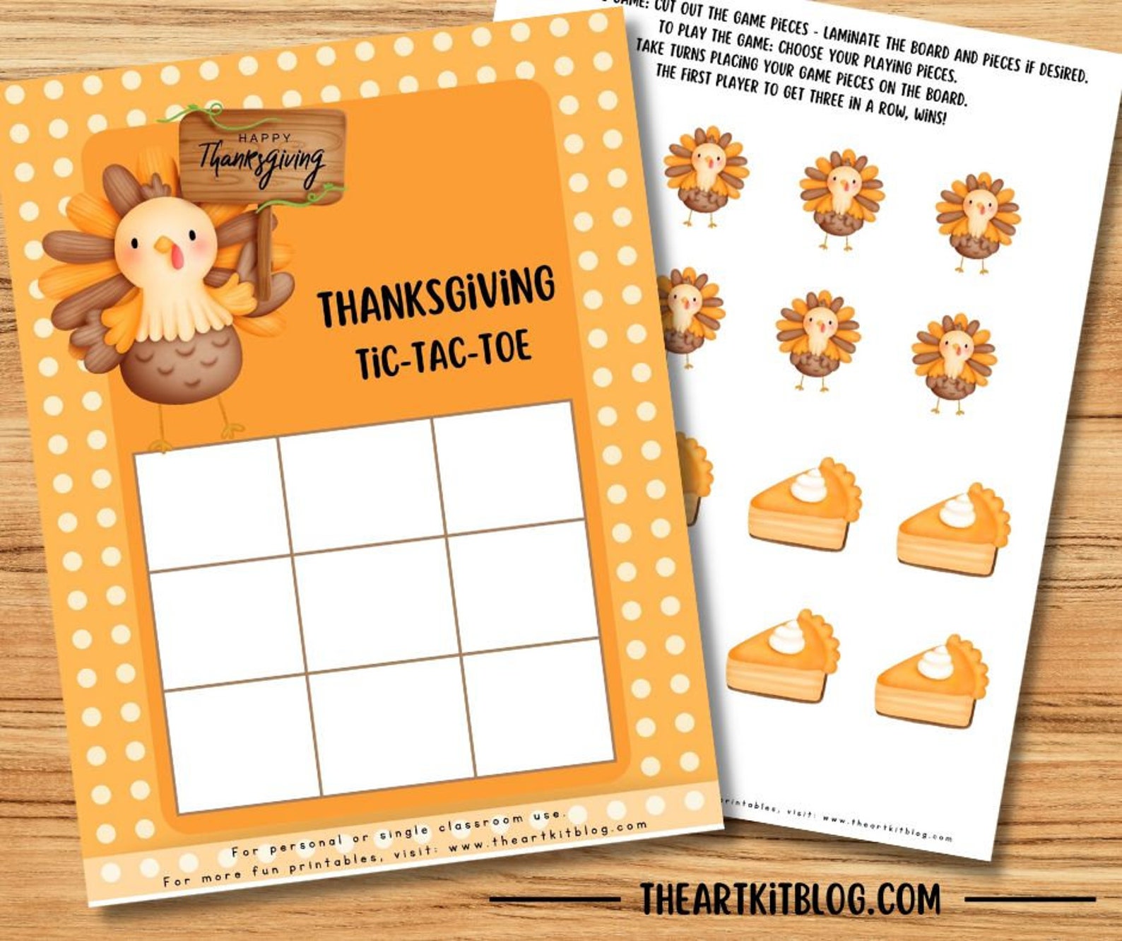 Thanksgiving Tic Tac Toe Printable Game, Fall Game, Printable Game for ...