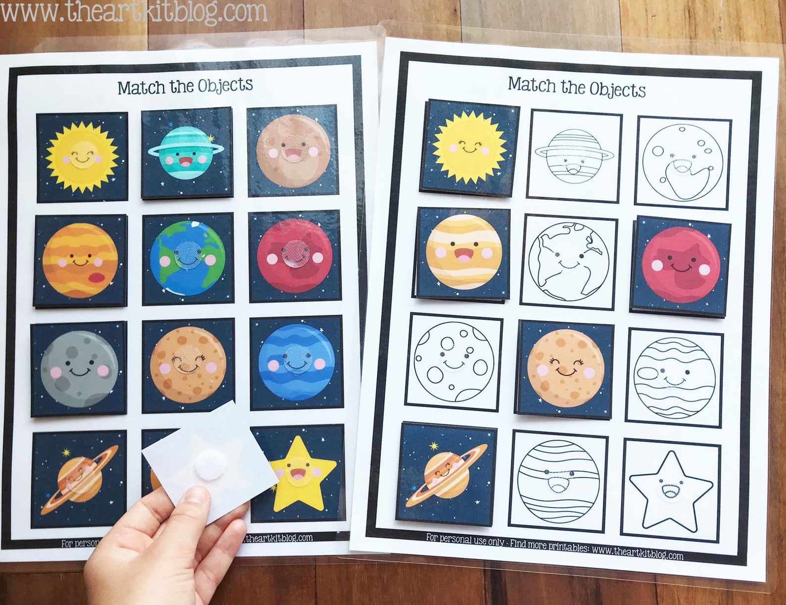Solar System Space Matching Game Printable // Cute Kids Planets Match ...