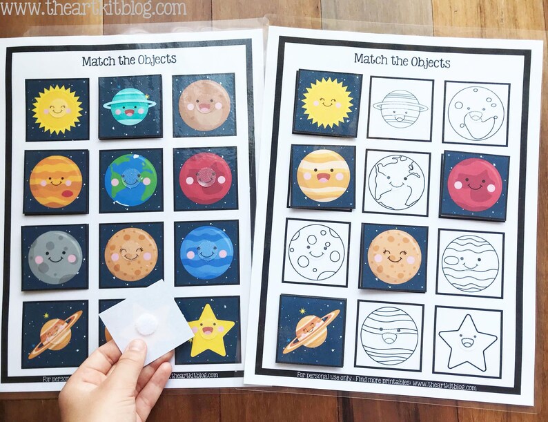 Solar System Space Matching Game Printable // Cute Kids Planets Match ...