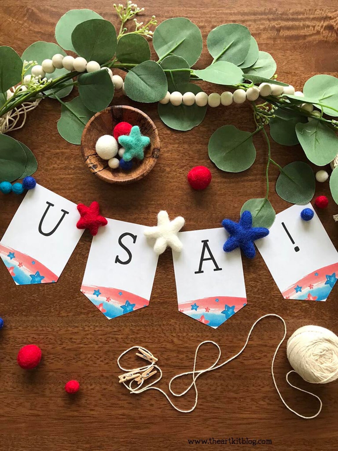 USA Patriotic Banner Printable, Printable Wall Art, 4th of July ...
