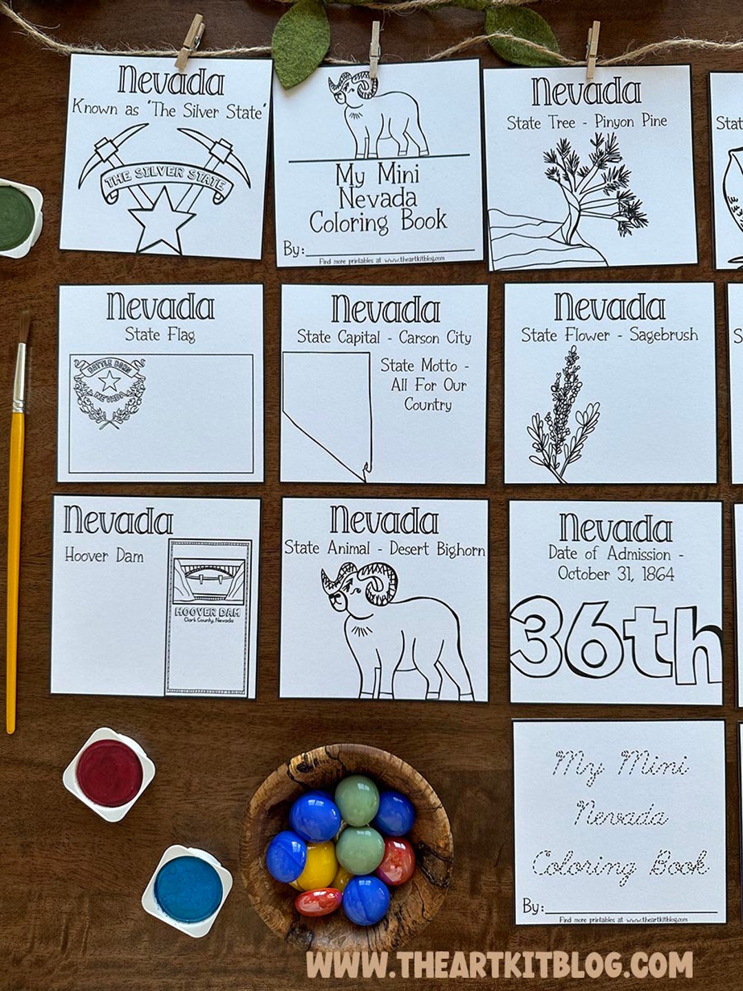 Mini NEVADA Coloring Pages, 50 States Coloring Page, USA Homeschool ...