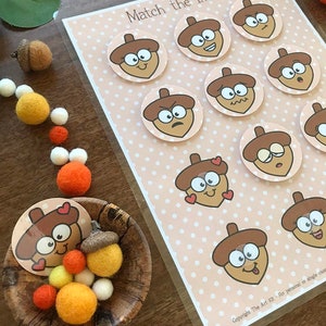 Cute Acorn Faces Memory Match Game Printable, Emoji Busy Book Page ...
