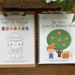 10 Farm Color by Number Coloring Pages PRINTABLE, Digital Download ...