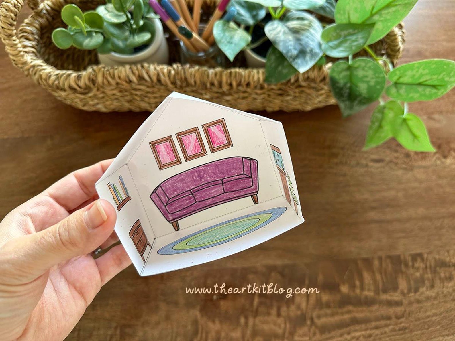 3D Box Printable, Mini Dollhouse Printable, 3D Living Room, Paper Craft ...