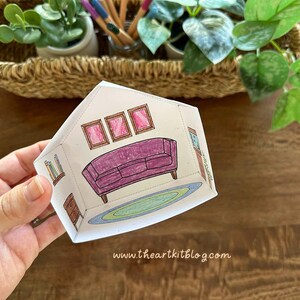 3D Box Printable, Mini Dollhouse Printable, 3D Living Room, Paper Craft ...