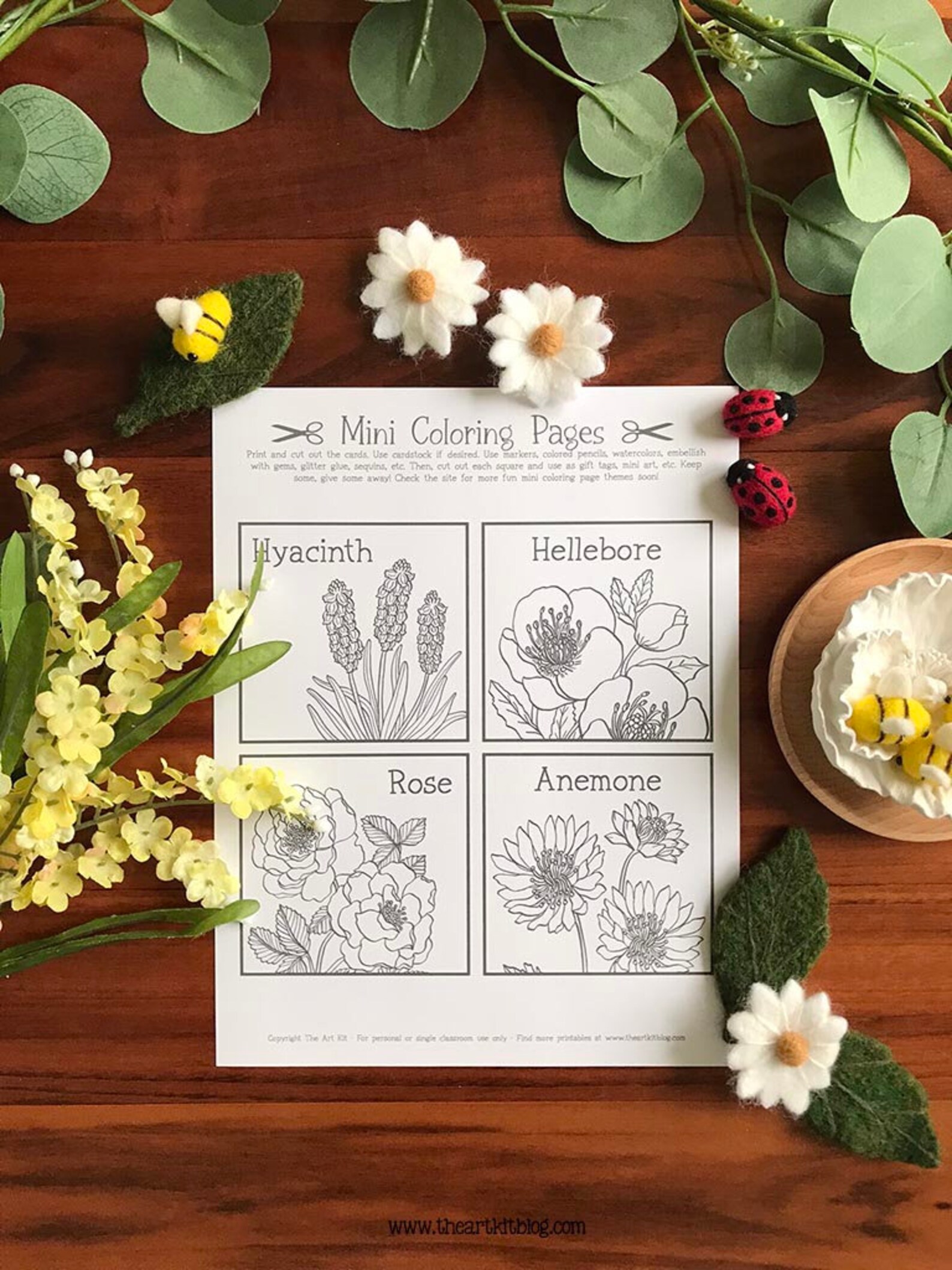 Mini Coloring Book With Flower Names, Mini Coloring Pages, Flower ...