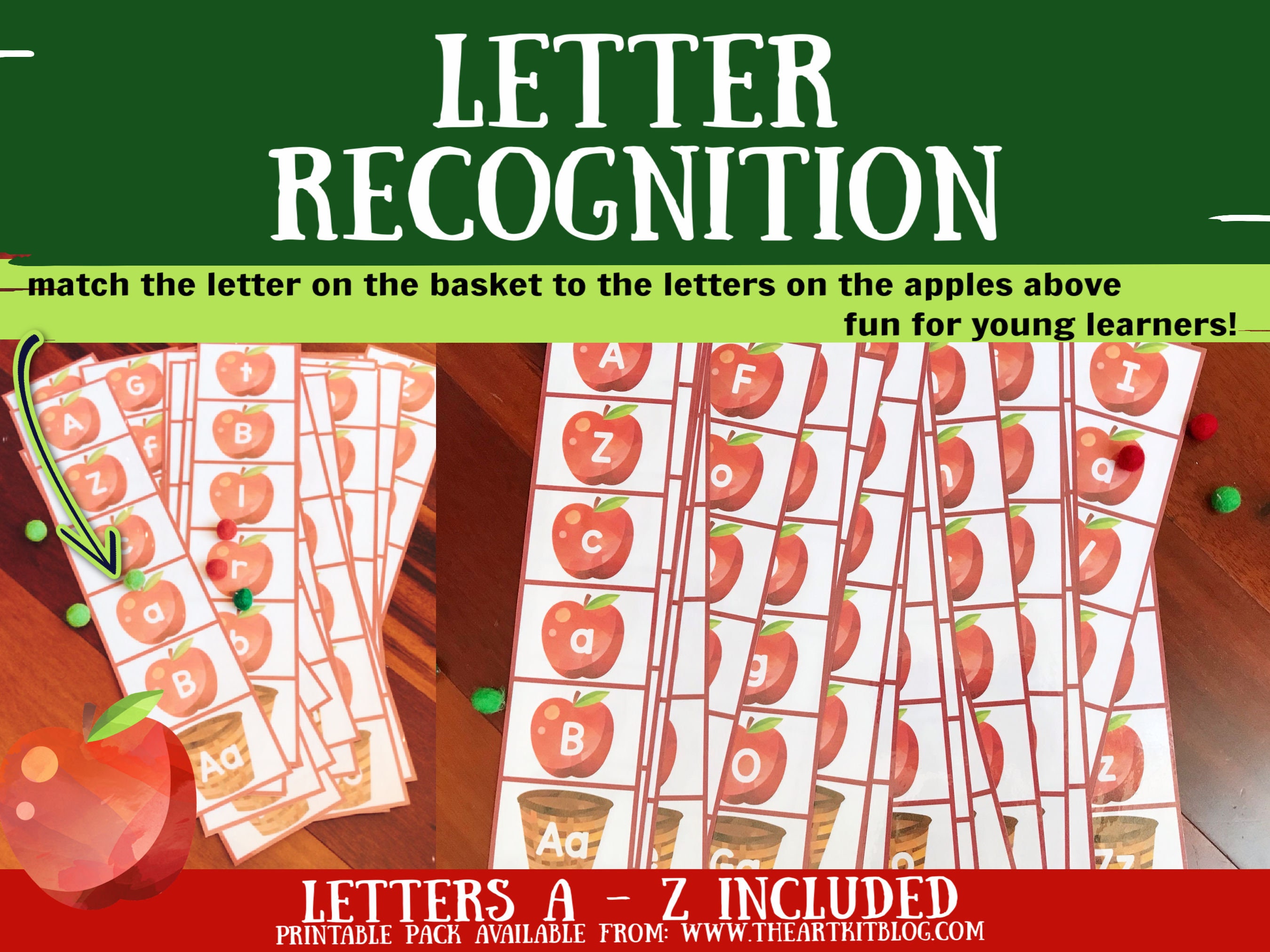 Letter Recognition Activity, Apple Printable, Preschool Activities, Pre ...