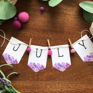 July Banner Printable, July Printable Wall Art, Summer Printable ...
