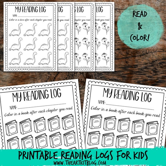 Reading Log Printable for Kids Dinosaur Books Flowers - Etsy