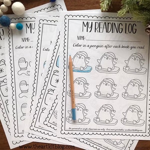 Winter Printable Reading Log for Kids, Reading Progress, Literacy ...