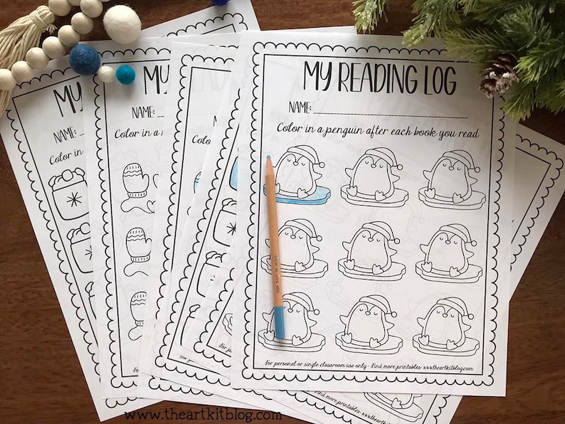 Winter Printable Reading Log for Kids, Reading Progress, Literacy ...