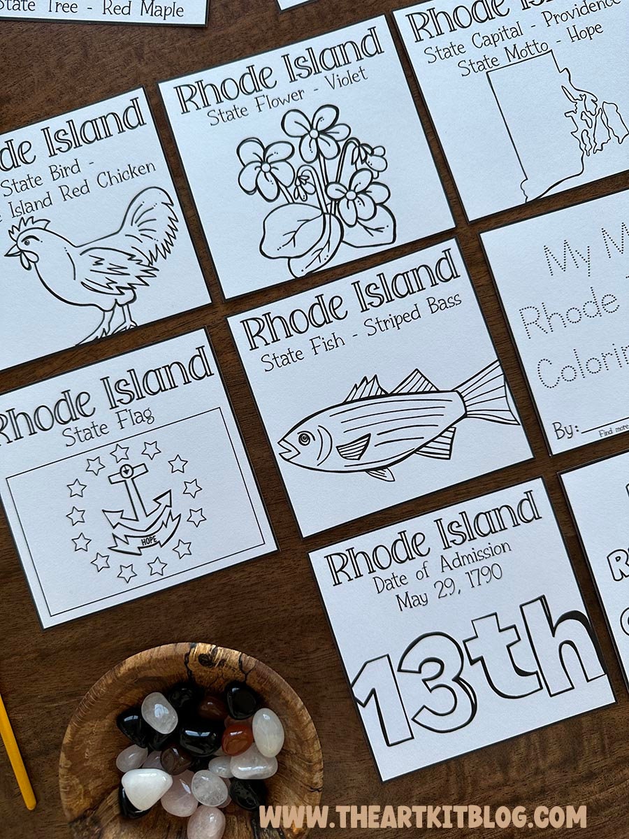 Mini RHODE ISLAND Coloring Pages, 50 States Coloring Page, USA ...