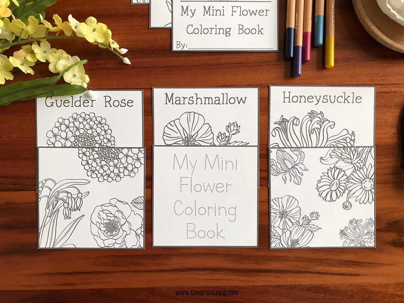 Mini Coloring Book With Flower Names, Mini Coloring Pages, Flower ...