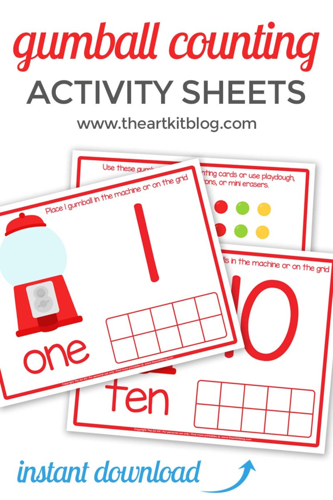 Gumball Counting Activity Playdough Mats for Practice Number Counting ...