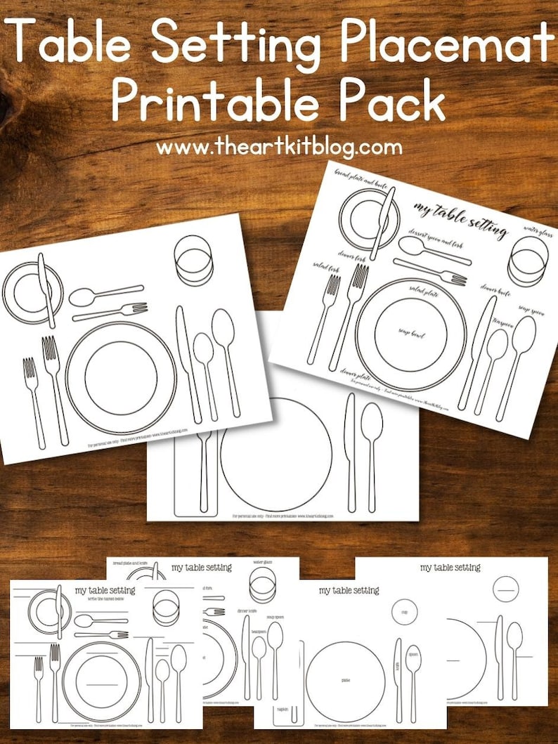 Table Setting Placemat Printables for Kids Montessori - Etsy