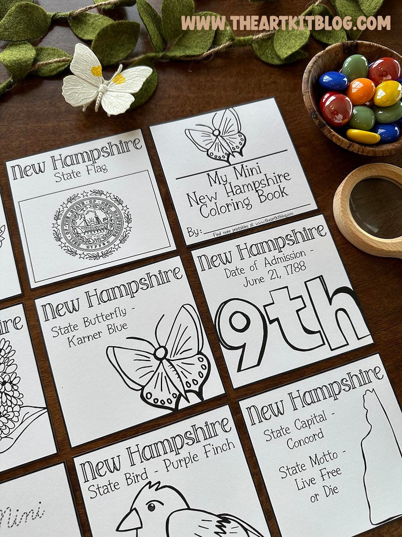 Mini NEW HAMPSHIRE Coloring Pages, 50 States Coloring Page, USA ...