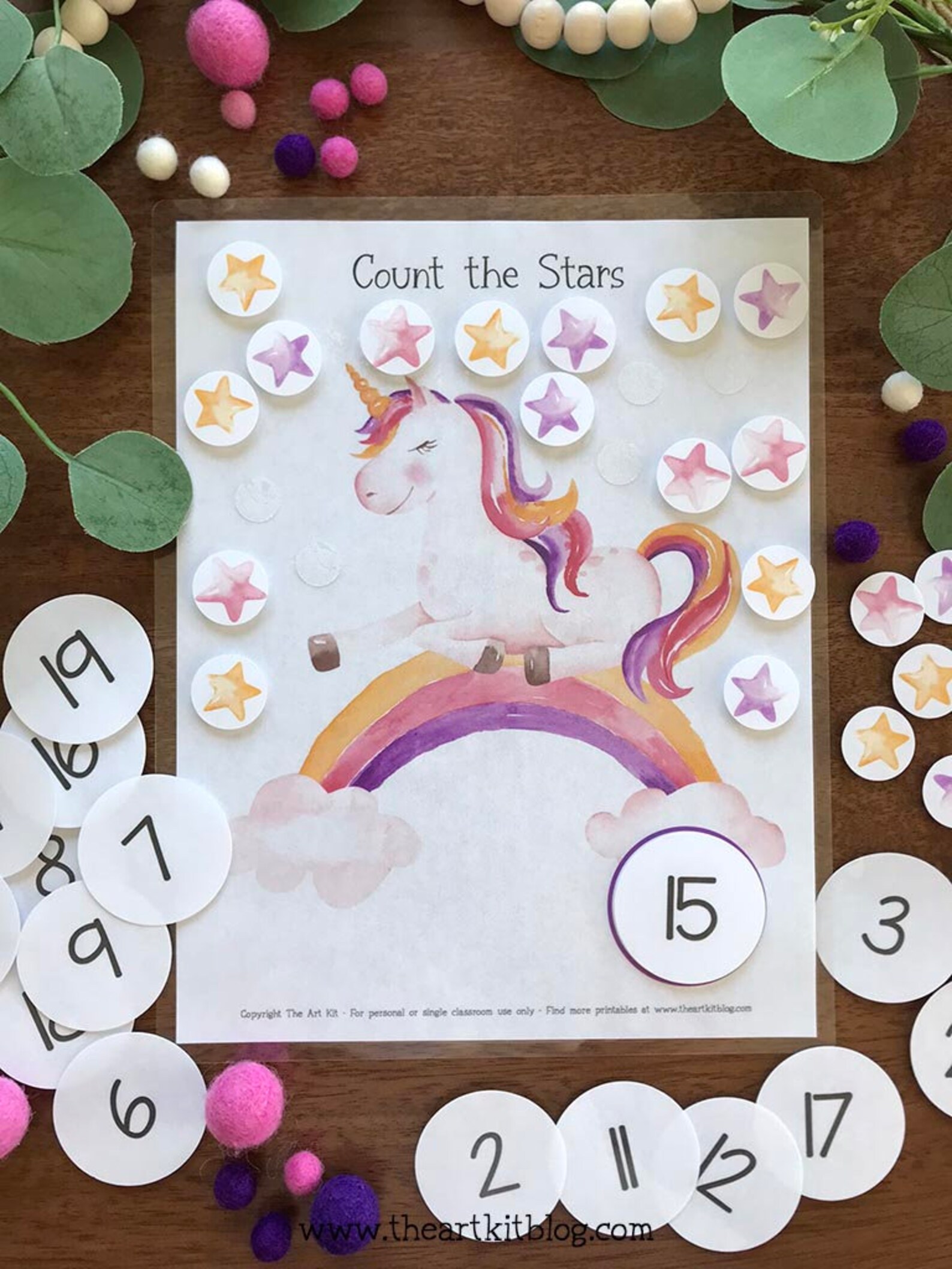 Unicorn Rainbow Numbers Printable Count the Stars in the Sky - Etsy
