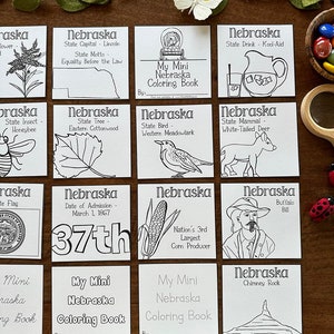 Mini NEBRASKA Coloring Pages, 50 States Coloring Page, USA Homeschool ...