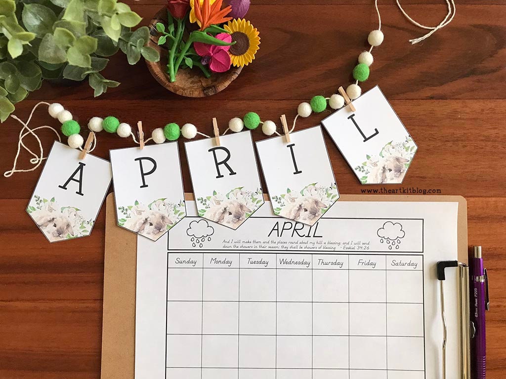 Undated Printable April Calendar, April Coloring Page, Organize ...