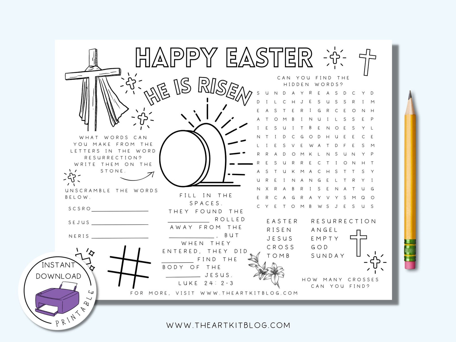 Christian Easter Placemat Activities, Easter Activity Printable ...