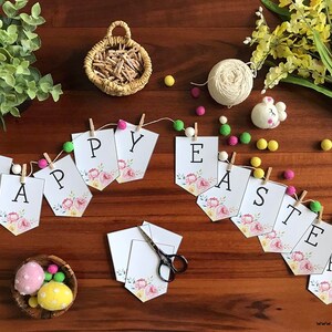 Printable Happy Easter Banner, Party Bunting, Spring Garland, Digital ...