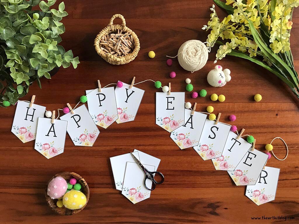 Printable Happy Easter Banner, Party Bunting, Spring Garland, Digital ...