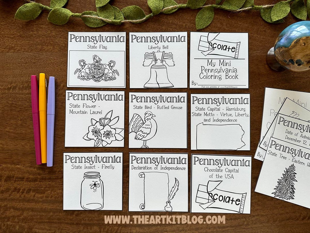 Mini Pennsylvania Coloring Pages AND Word Search, 50 States Coloring ...