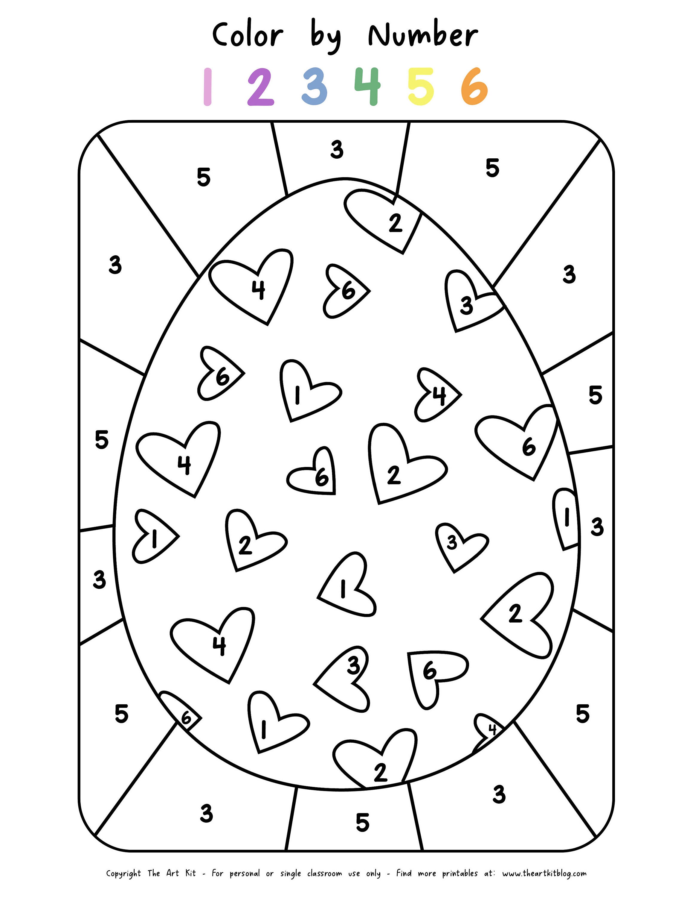 Easter Egg Color by Number Printables, Spring Worksheets for Kids - Etsy