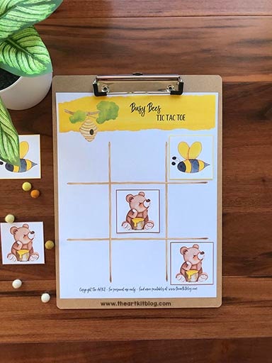Busy Bees Tic Tac Toe Printable Game, Printable Game for Kids, Busy ...