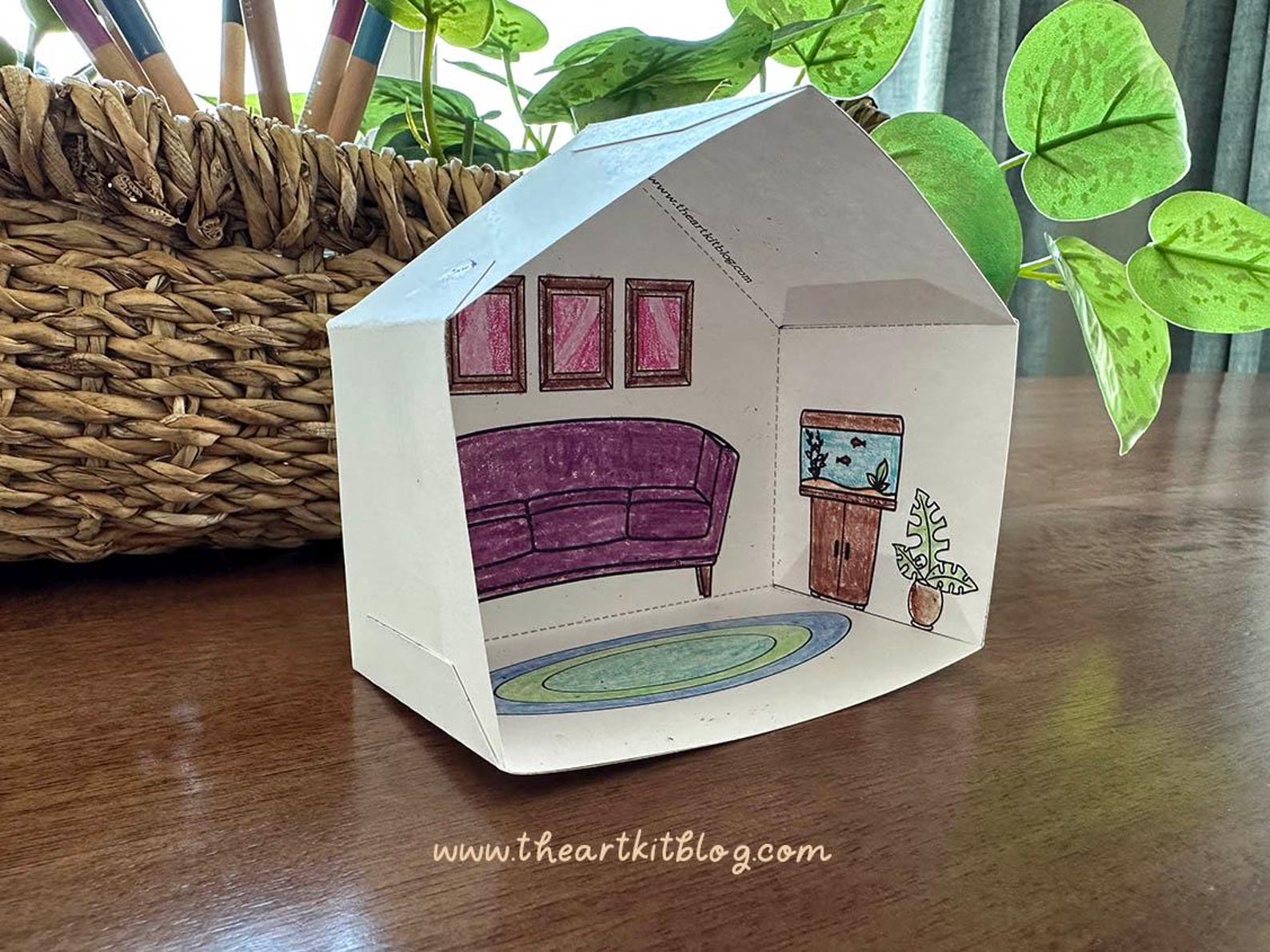 3D Box Printable, Mini Dollhouse Printable, 3D Living Room, Paper Craft ...