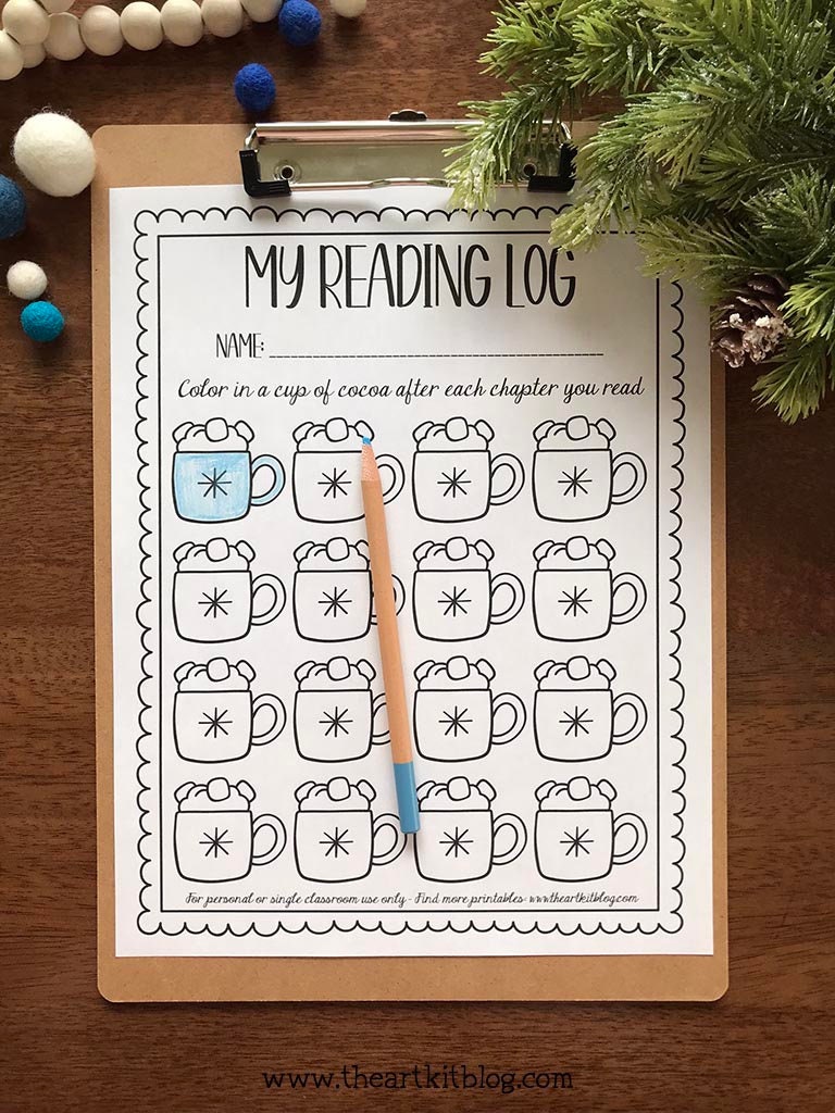Winter Printable Reading Log for Kids, Reading Progress, Literacy ...