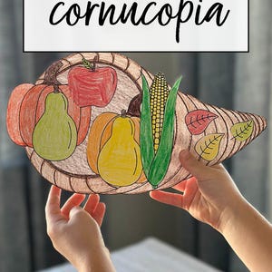Cornucopia Template Printable, Thanksgiving Craft, Imaginative Play ...