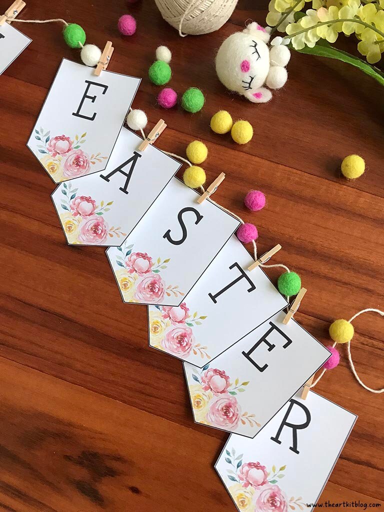 Printable Happy Easter Banner, Party Bunting, Spring Garland, Digital ...