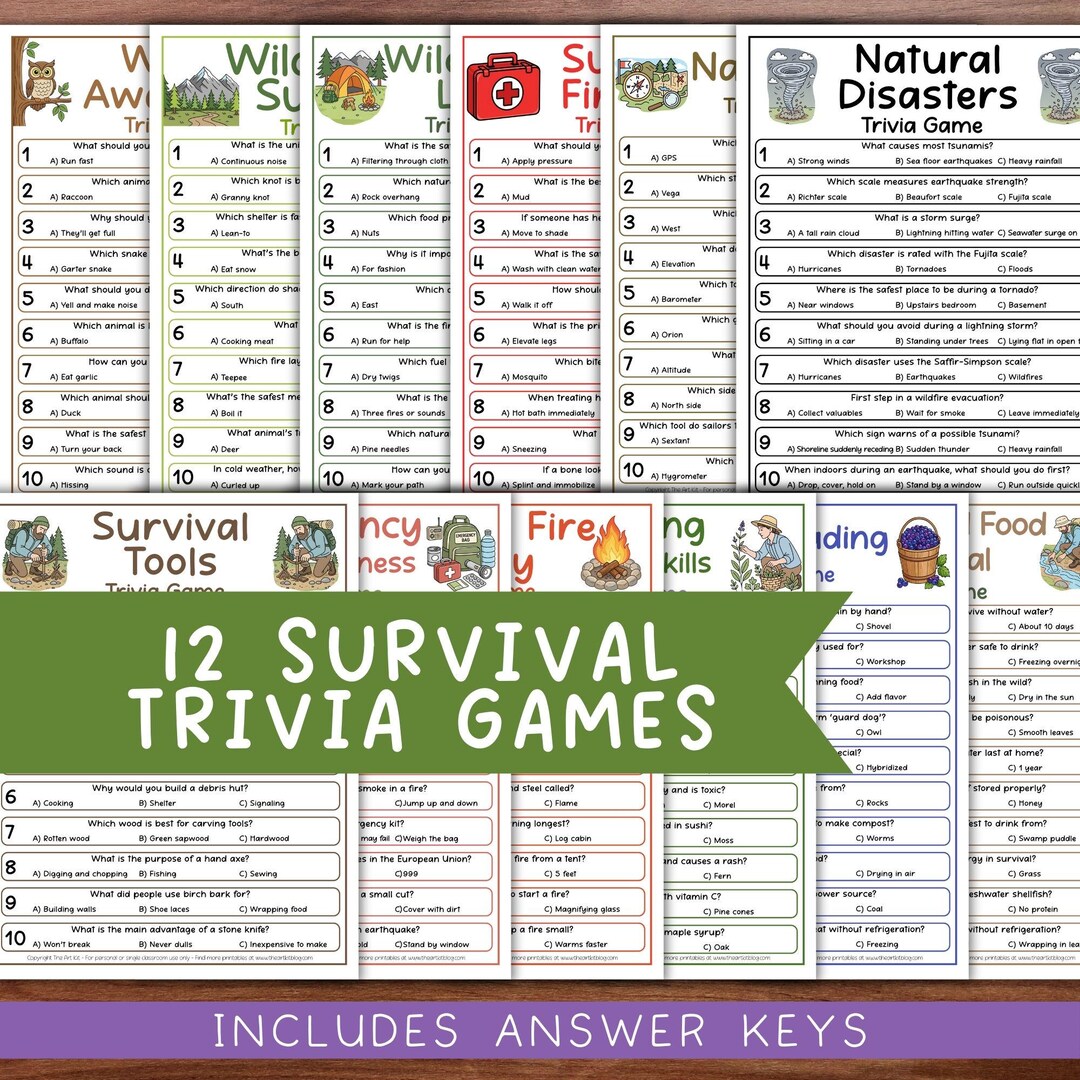 Nature & Survival Trivia Bundle – 12 Printable Games | Wilderness ...