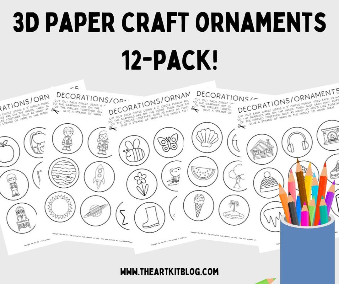 3D Paper Craft Printable Template PACK of 12, Digital Download ...