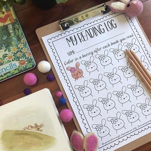 Printable Reading Log for Kids, Easter Books, Bunny, Track Reading ...