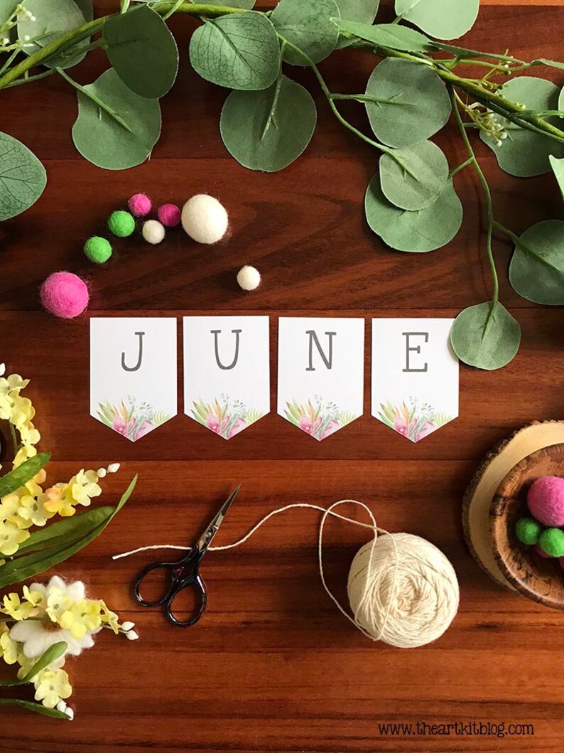 June Banner Printable, Spring Printable Wall Art, Spring Printable ...