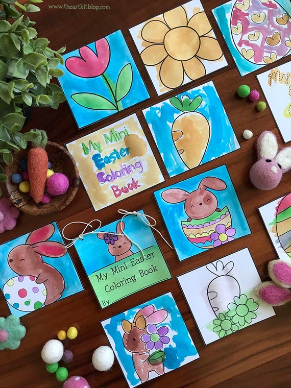Mini Coloring Book Mini Coloring Pages Easter Coloring | Etsy