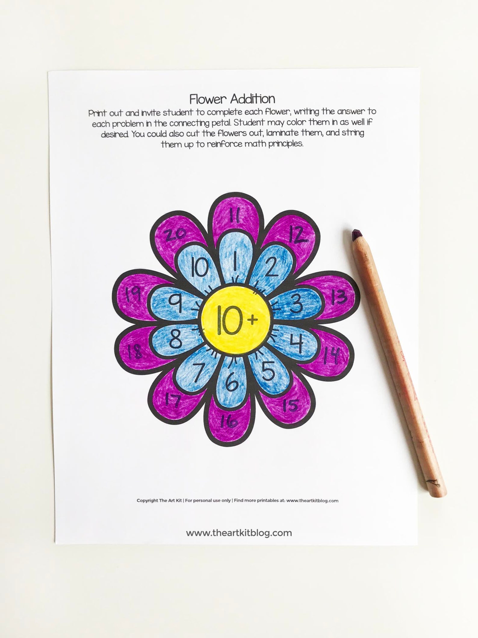 Addition Flowers Activity Sheets 0 to 10 Waldorf | Etsy