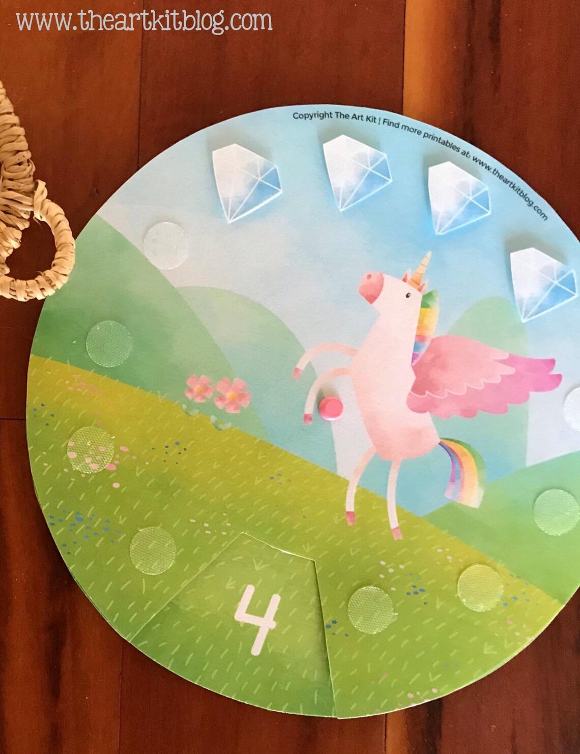 Printable Number Counting Wheel 1-12 // Unicorns and Gems // - Etsy